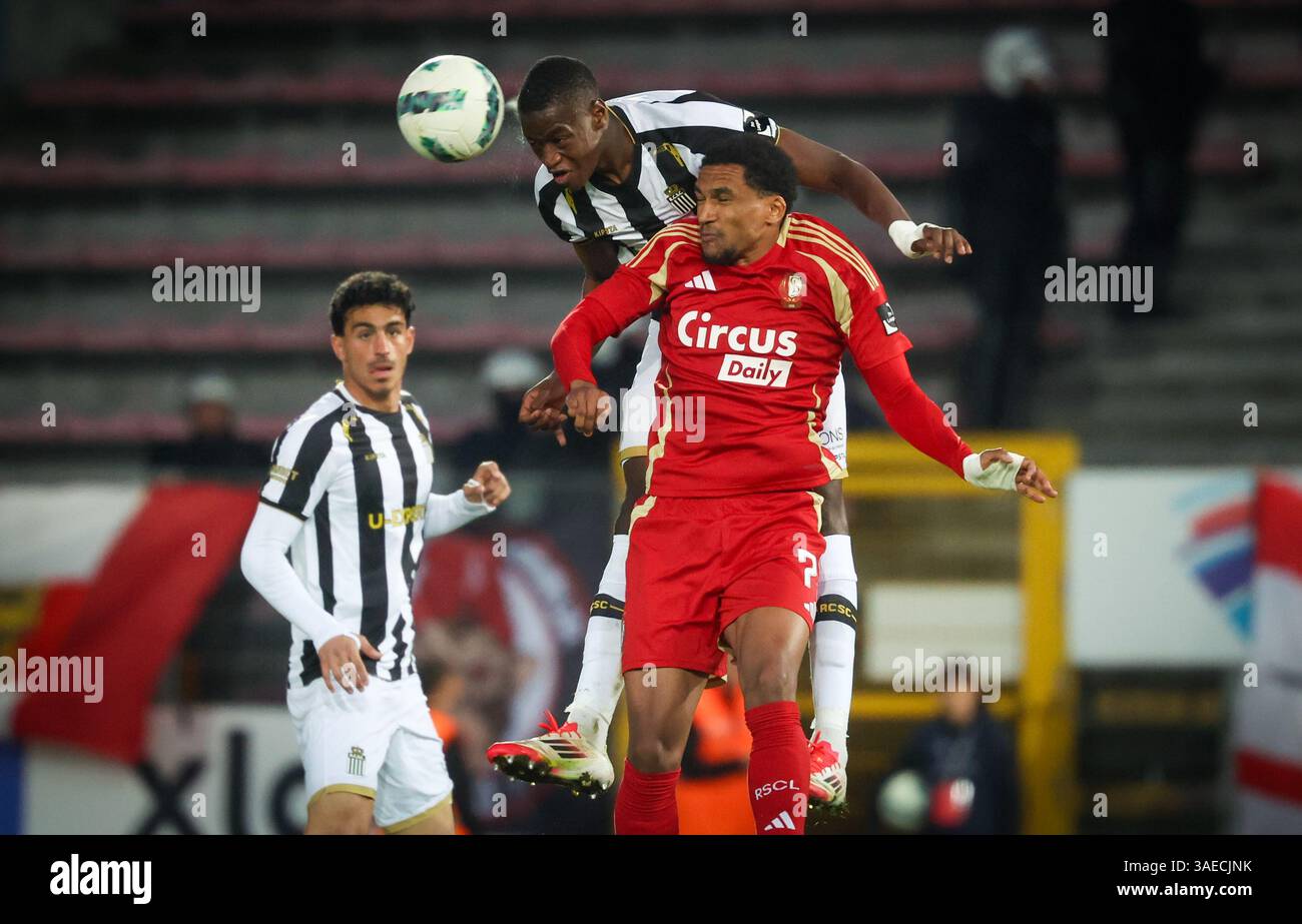 Charleroi, Belgium. 06th Apr, 2025. Charleroi's Massamba Sow and ...