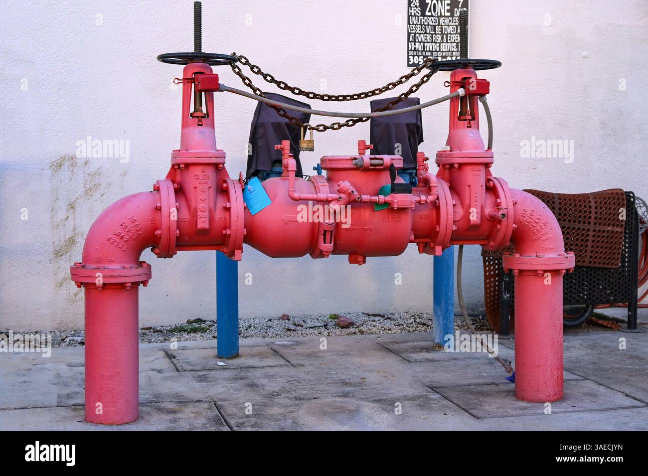 Miami, Florida, USA - 4 January 2025: Industrial water supply pipes ...