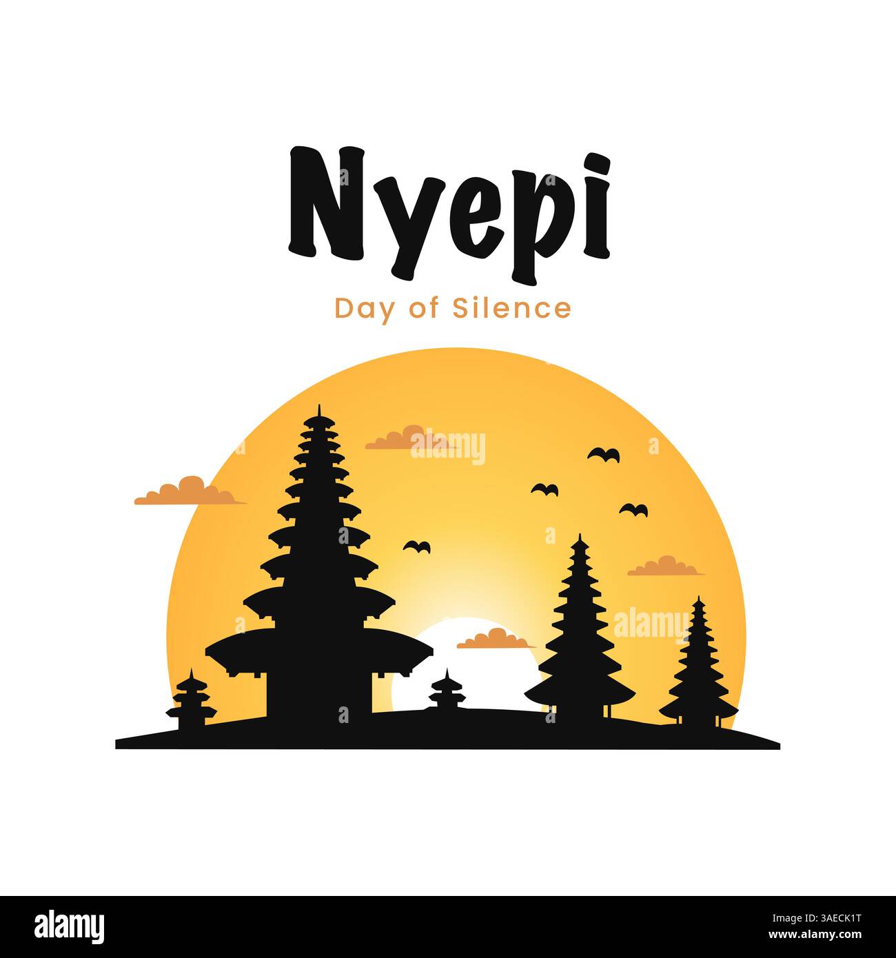 Nyepi Day Balinese Day of Silence Greeting.Vector illustration Stock ...