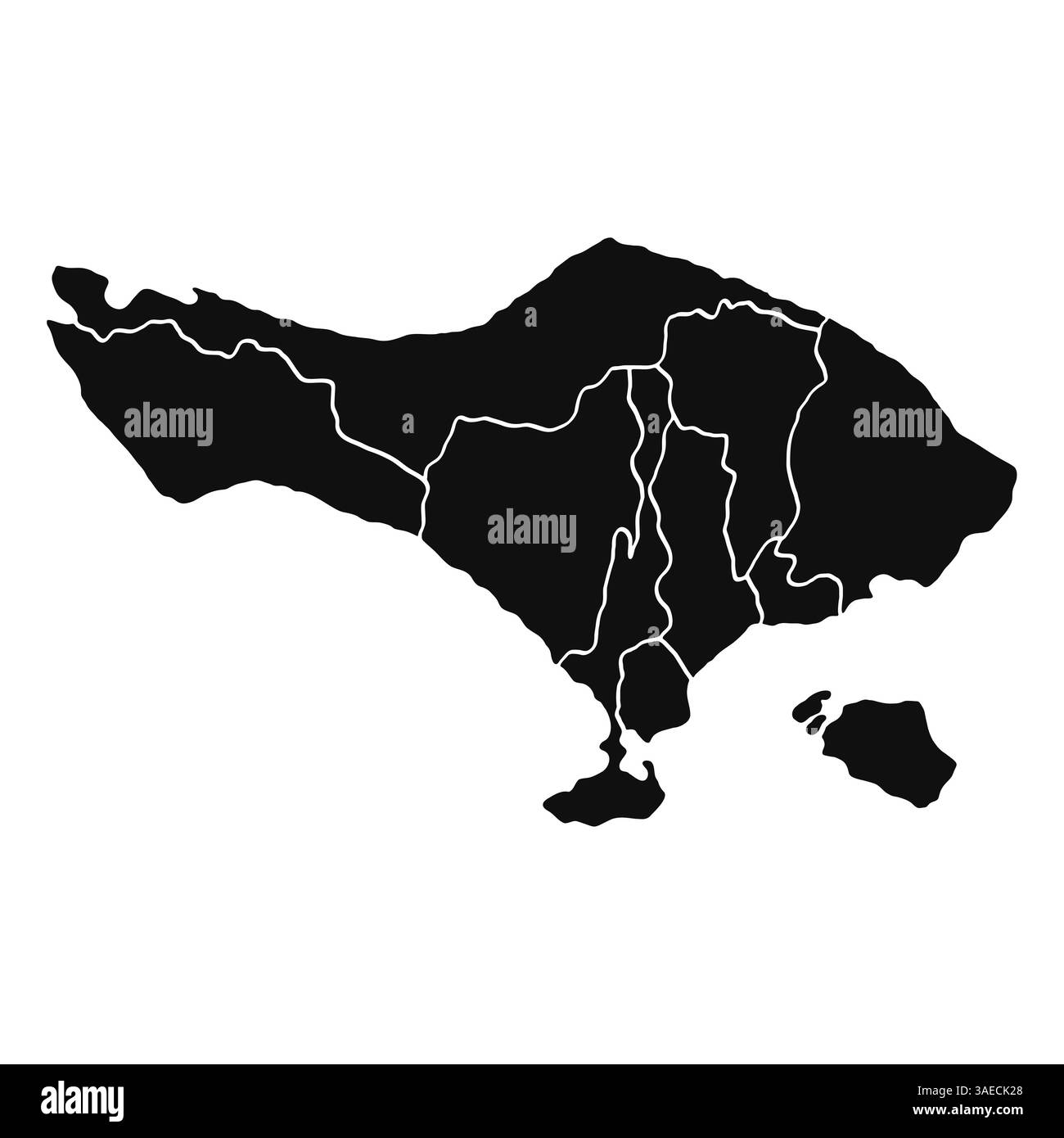 Vector Map of Bali Island with title. Map of Bali Island is isolated on ...
