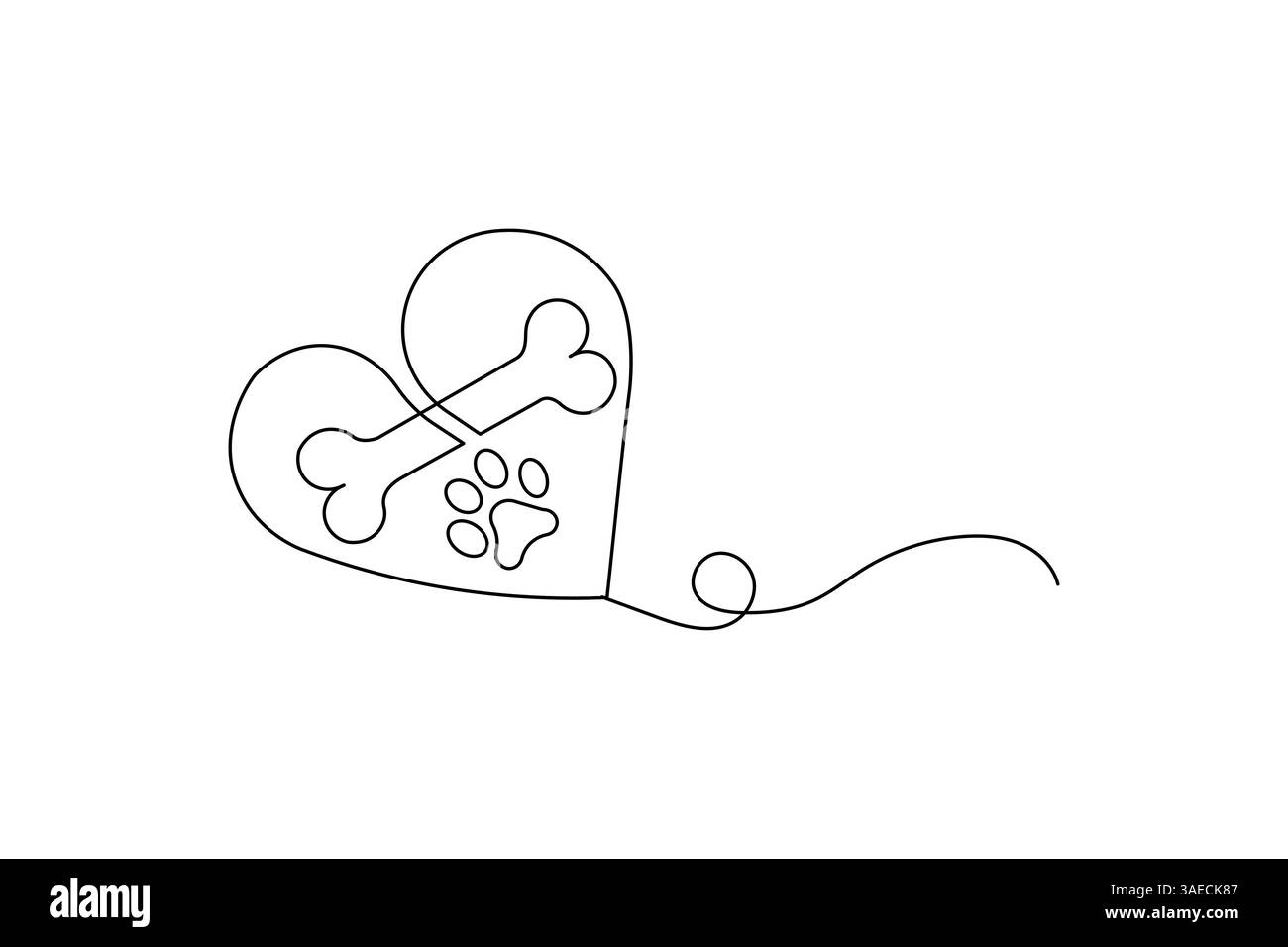 Dog bone single line art simple design vector graphic illustration ...