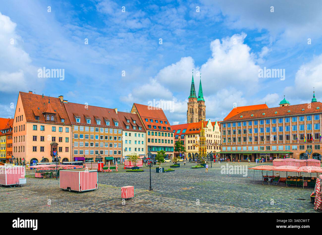 Old town Nuremberg city historical center with Main Market Square ...