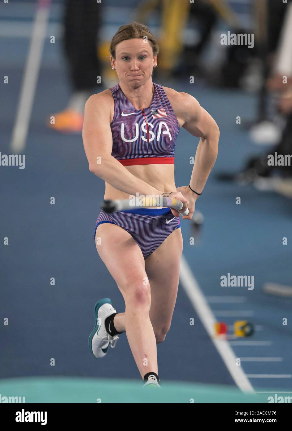 Emily Grove of the USA competing in the pole vault at the World ...