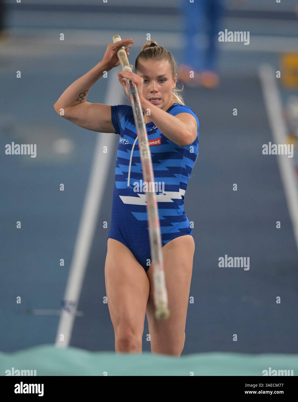 Elina Lampela of Finland competing in the pole vault at the World Athletics Indoor Championships ...