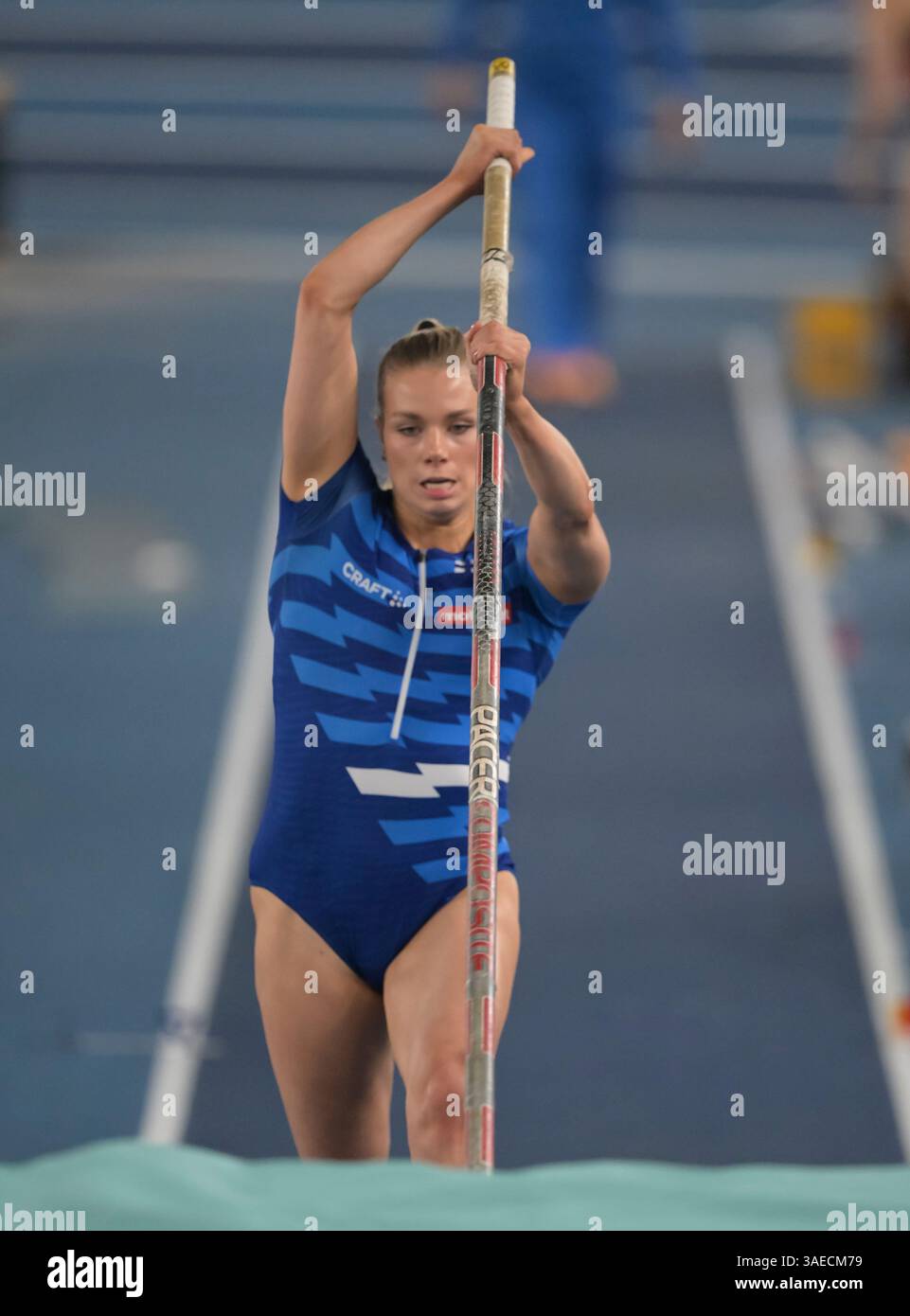 Elina Lampela of Finland competing in the pole vault at the World Athletics Indoor Championships ...
