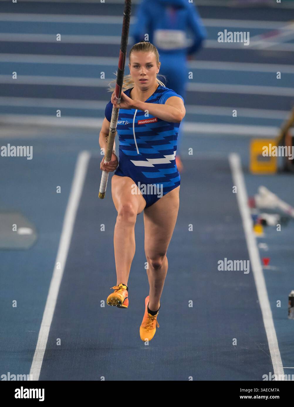 Elina Lampela of Finland competing in the pole vault at the World Athletics Indoor Championships ...