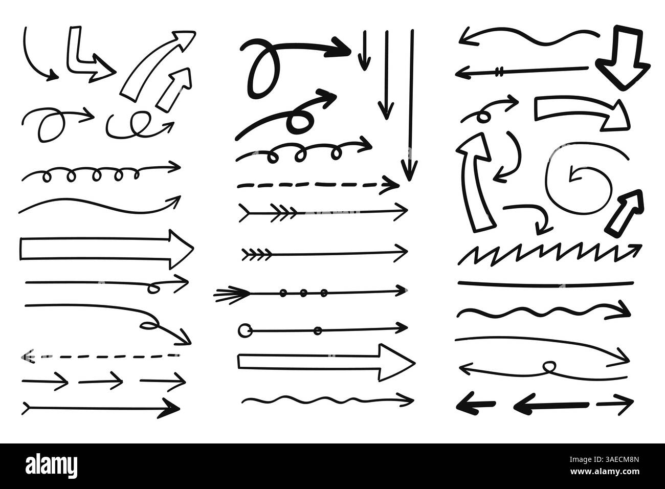 Hand drawn doodle arrows collections.Vector illustration.Including ...