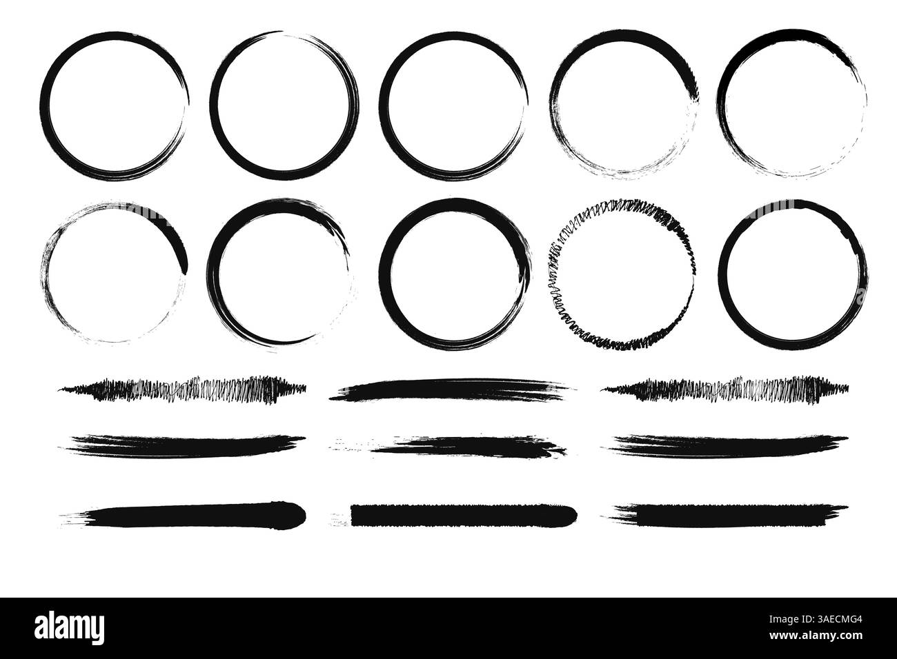 Set long black brush Stock Vector Images - Alamy