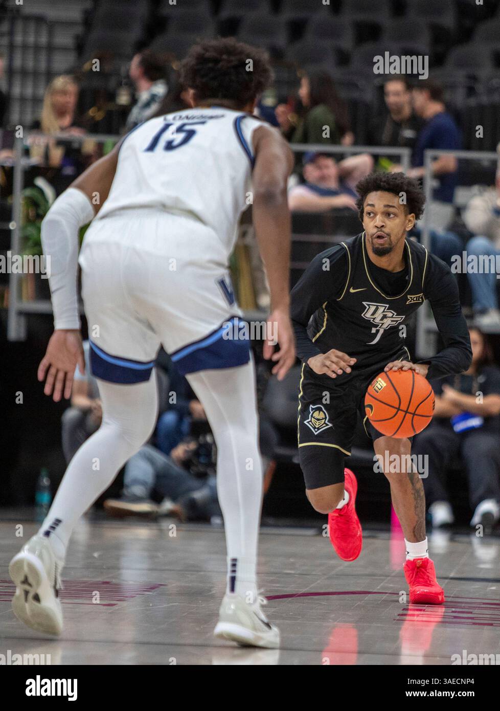 April 05 2025 Las Vegas, NV U.S.A. UCF guard Dior Johnson (7)brings the ...