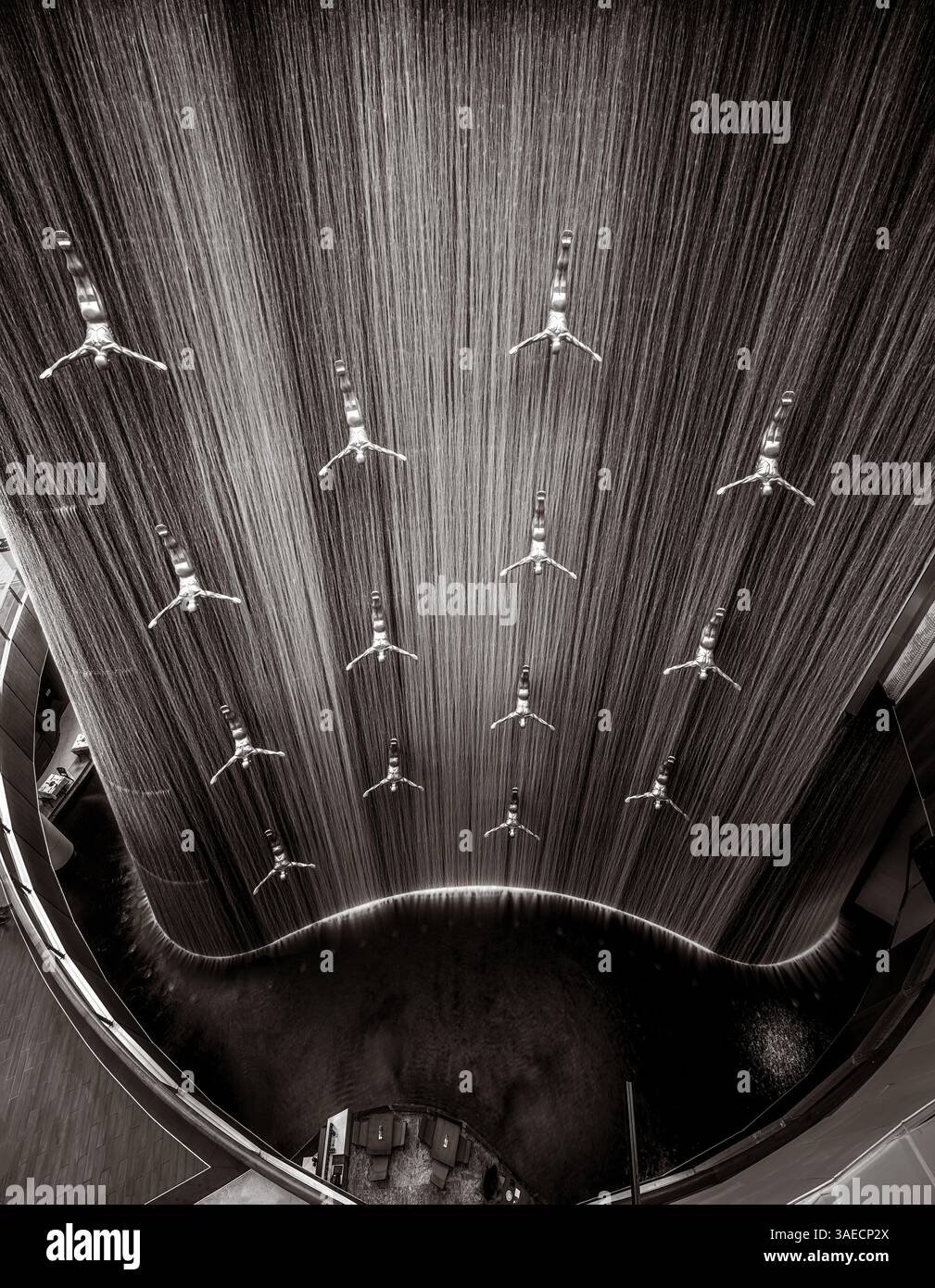 Famous Waterfall with art fiberglass sculptures of human divers in ...