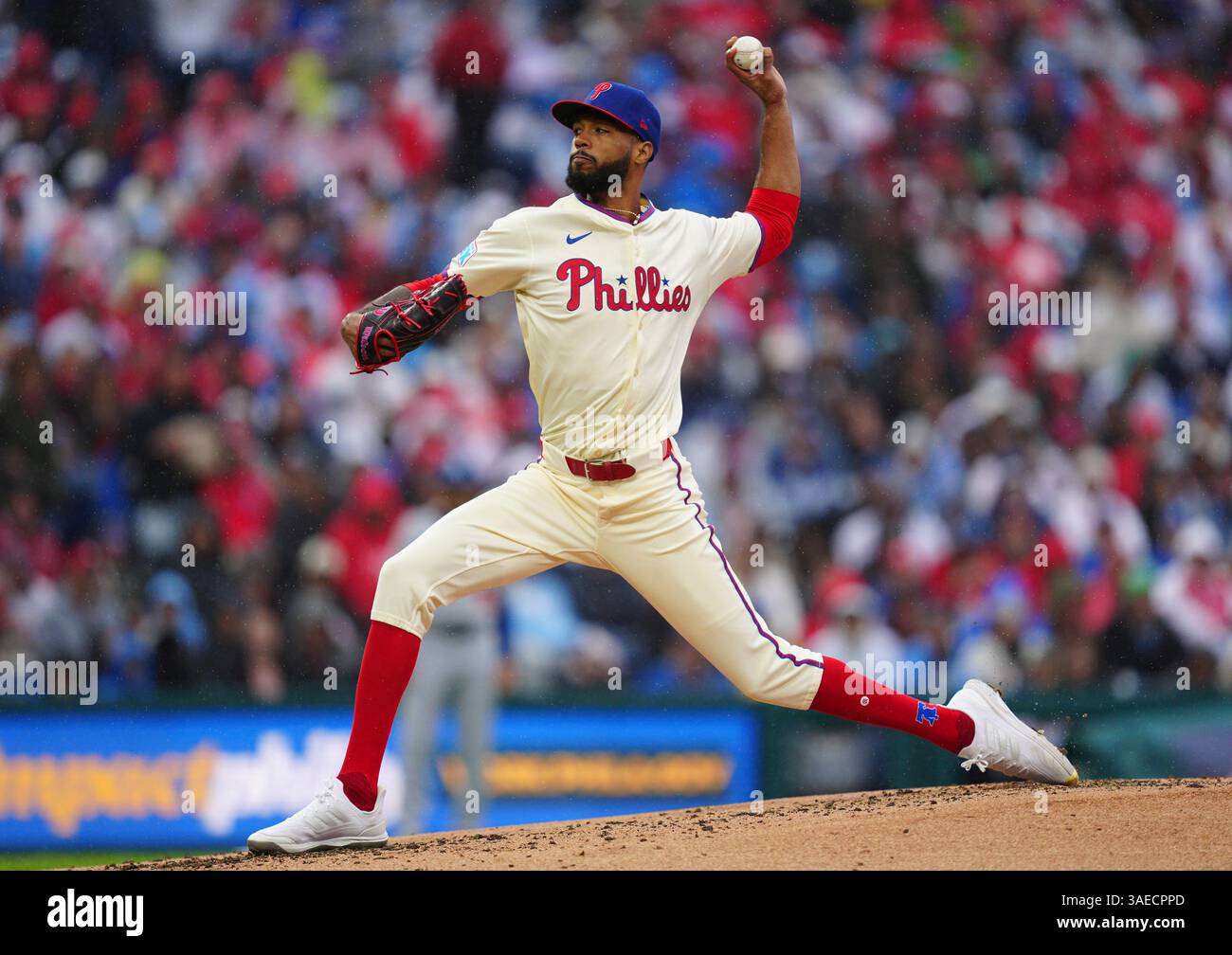Philadelphia Phillies pitcher Cristopher Sánchez throws during the ...