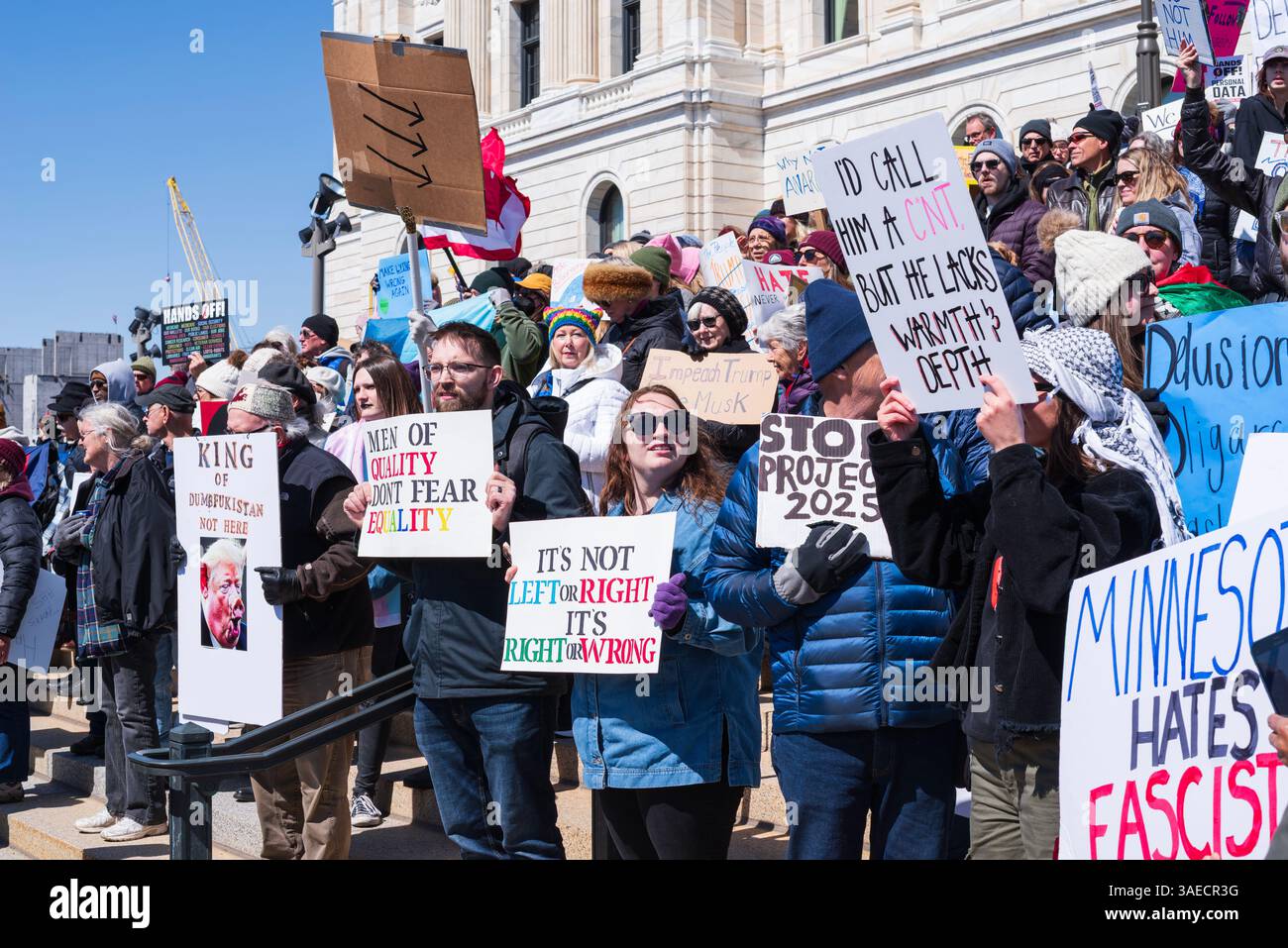 Saint Paul, Minnesota - April 5, 2025: Demonstrators rally at Minnesota ...