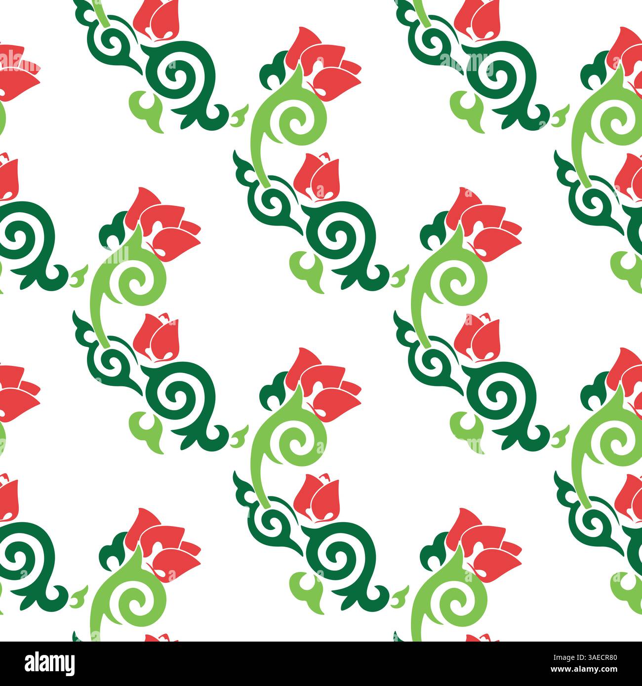 Floral pattern Tatar Native Ornamental border with tulips. Culture of ...