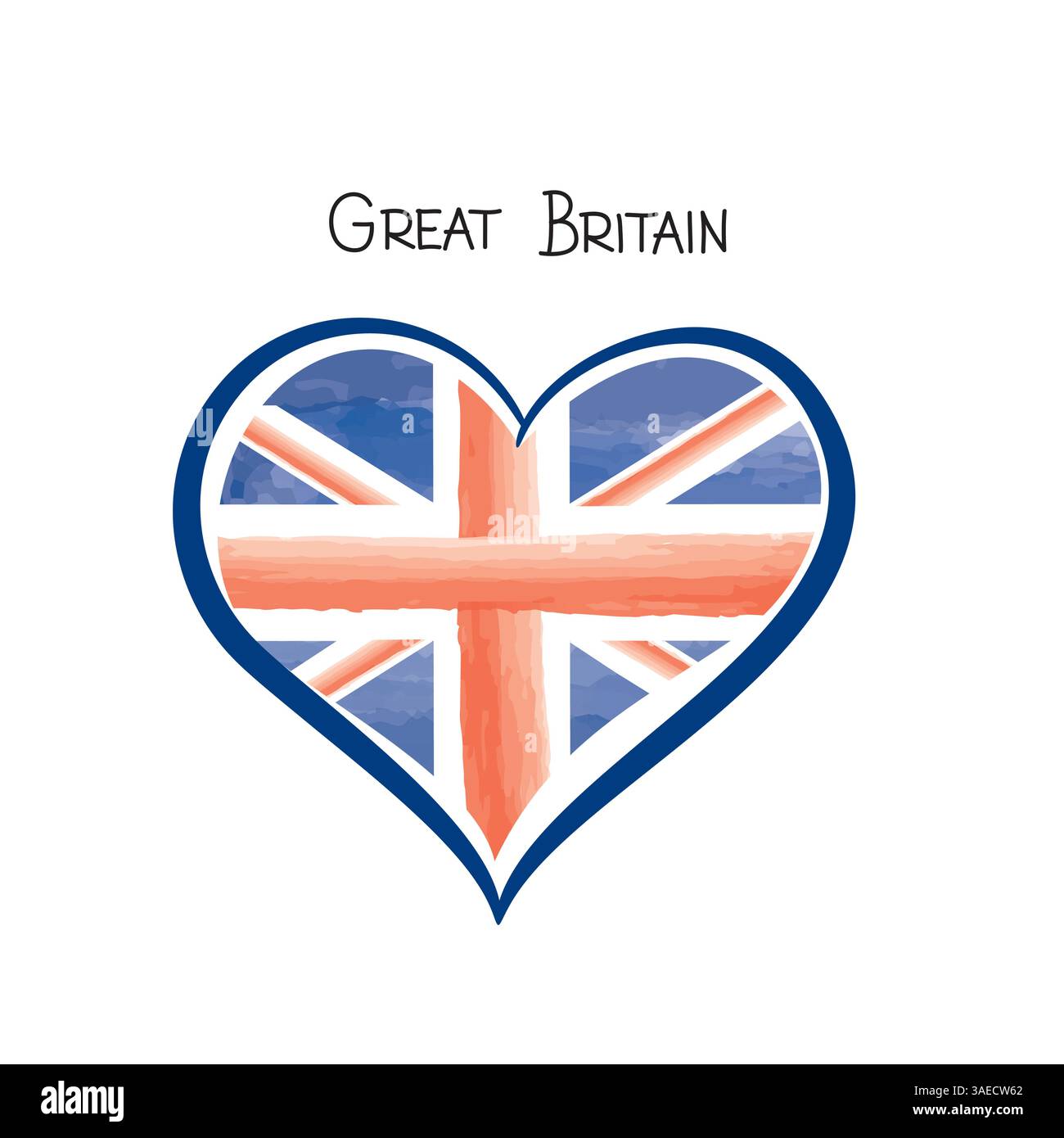 UK flag vintage. Great Britain national british flag and love heart ...