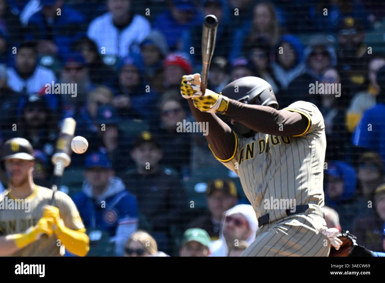San Diego Padres Xander Bogaerts hits an RBI single during the first ...
