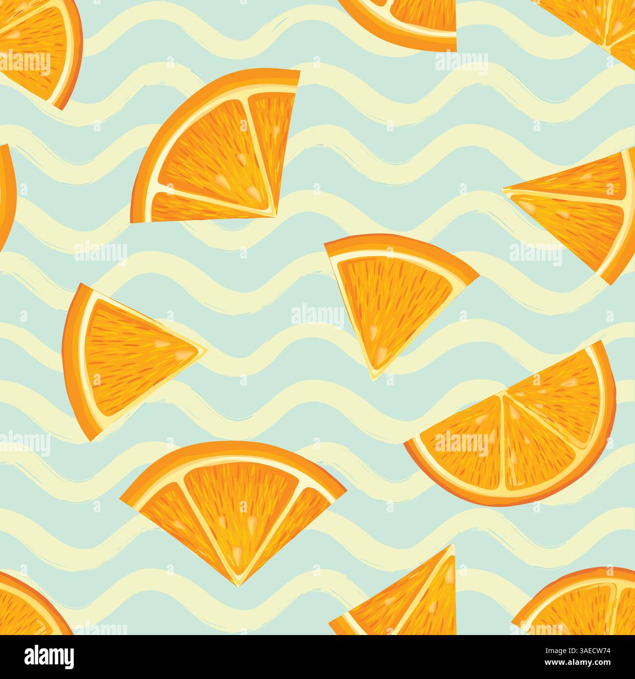 Orange fruit seamless pattern. Fresh healthy food realistic style drawn ...