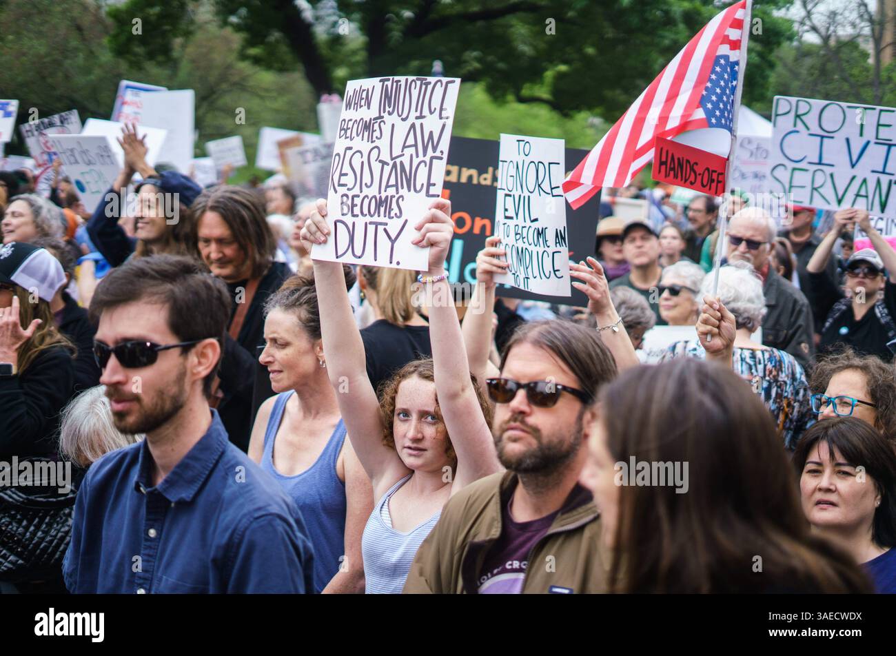 Austin, Texas, USA. 5th Apr, 2025. April 5, 2025. Austin, Texas. Hands ...