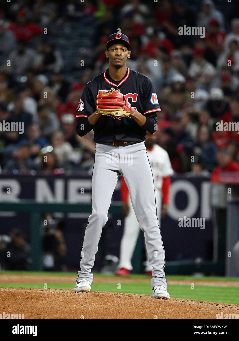 ANAHEIM, CA - APRIL 05: Cleveland Guardians pitcher Triston McKenzie ...