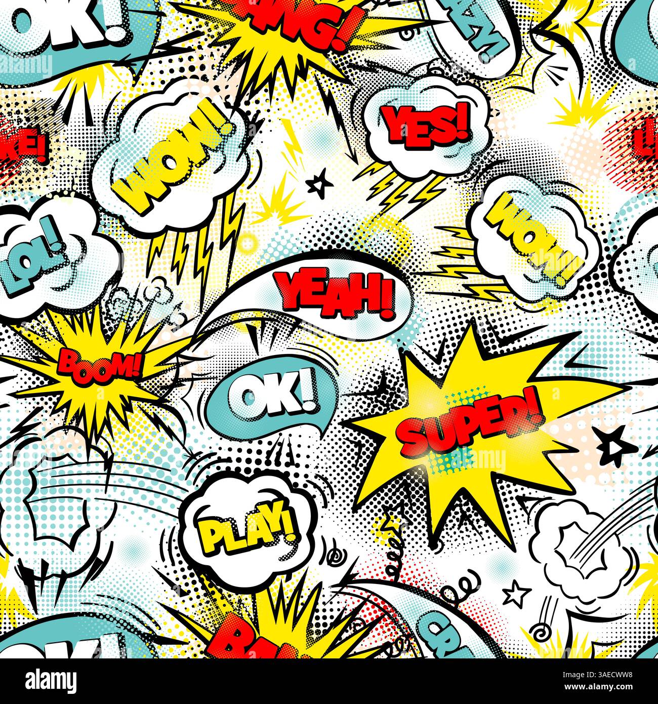 Seamless pattern text comic. hand drawing. Not AI, Vector illustration ...