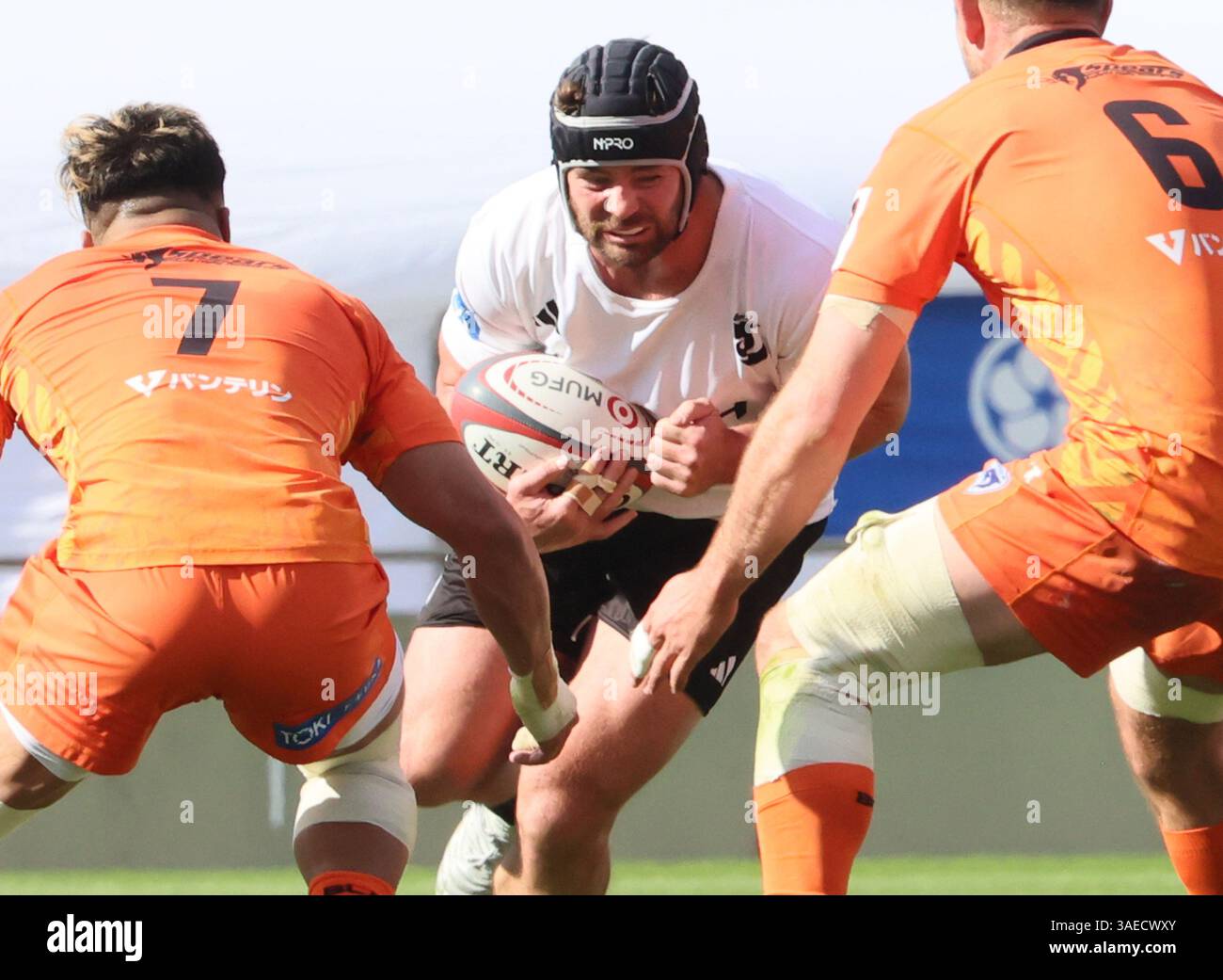 Tokyo, Japan. 6th Apr, 2025. Ricoh BlackRams Tokyo flanker Liam Gill ...