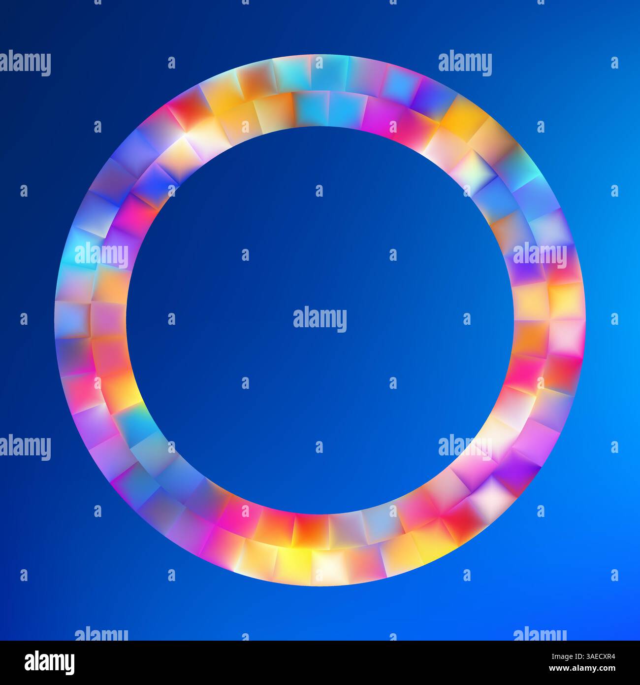 3D Colorful glowing ring on blue gradient background Stock Vector Image ...
