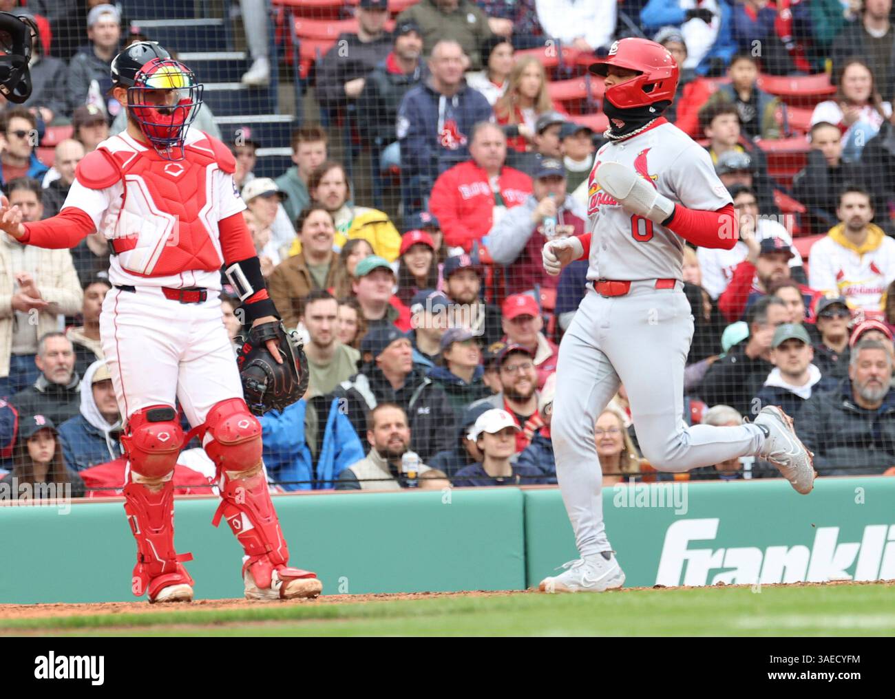 St. Louis Cardinals' Masyn Winn (0] scores a run in the sixth inning ...