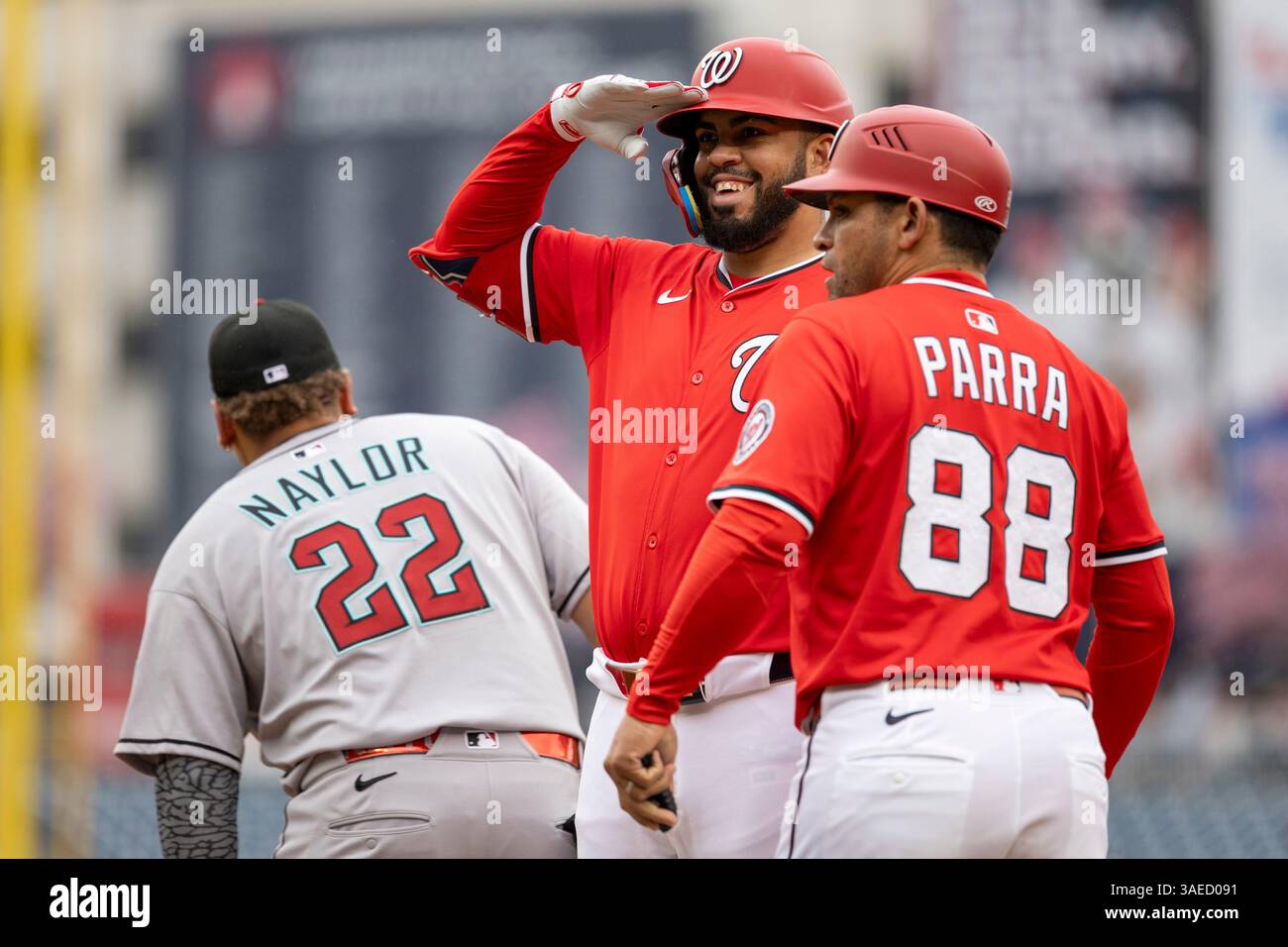 WASHINGTON, DC - APRIL 06: Washington Nationals second base Luis García ...