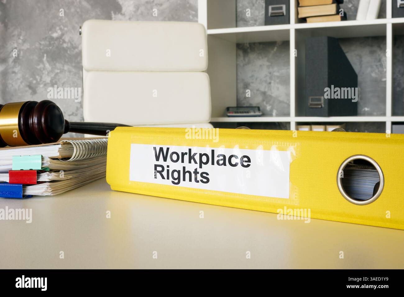 Folder labeled workplace rights. Employee protection concept Stock ...
