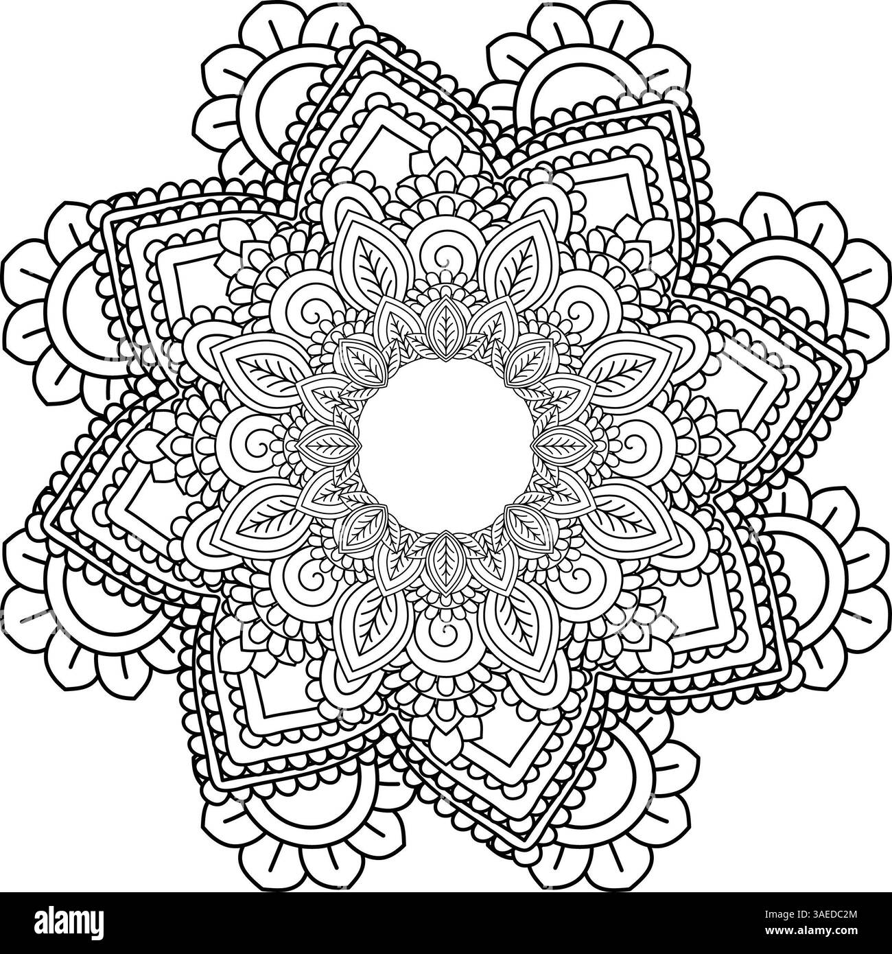 Intricate Mandala Design with Floral Patterns on White Background Stock ...