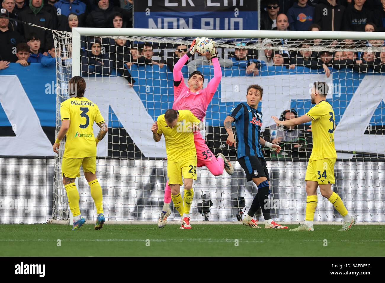 Bergamo, Italy. 6th Apr, 2025. Christos Mandas of SS Lazio catches a ...