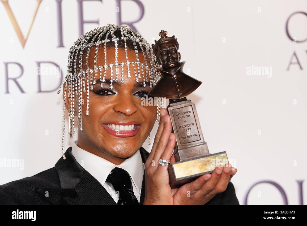 Layton Williams in the Winner's Room with the Best Actor in a ...