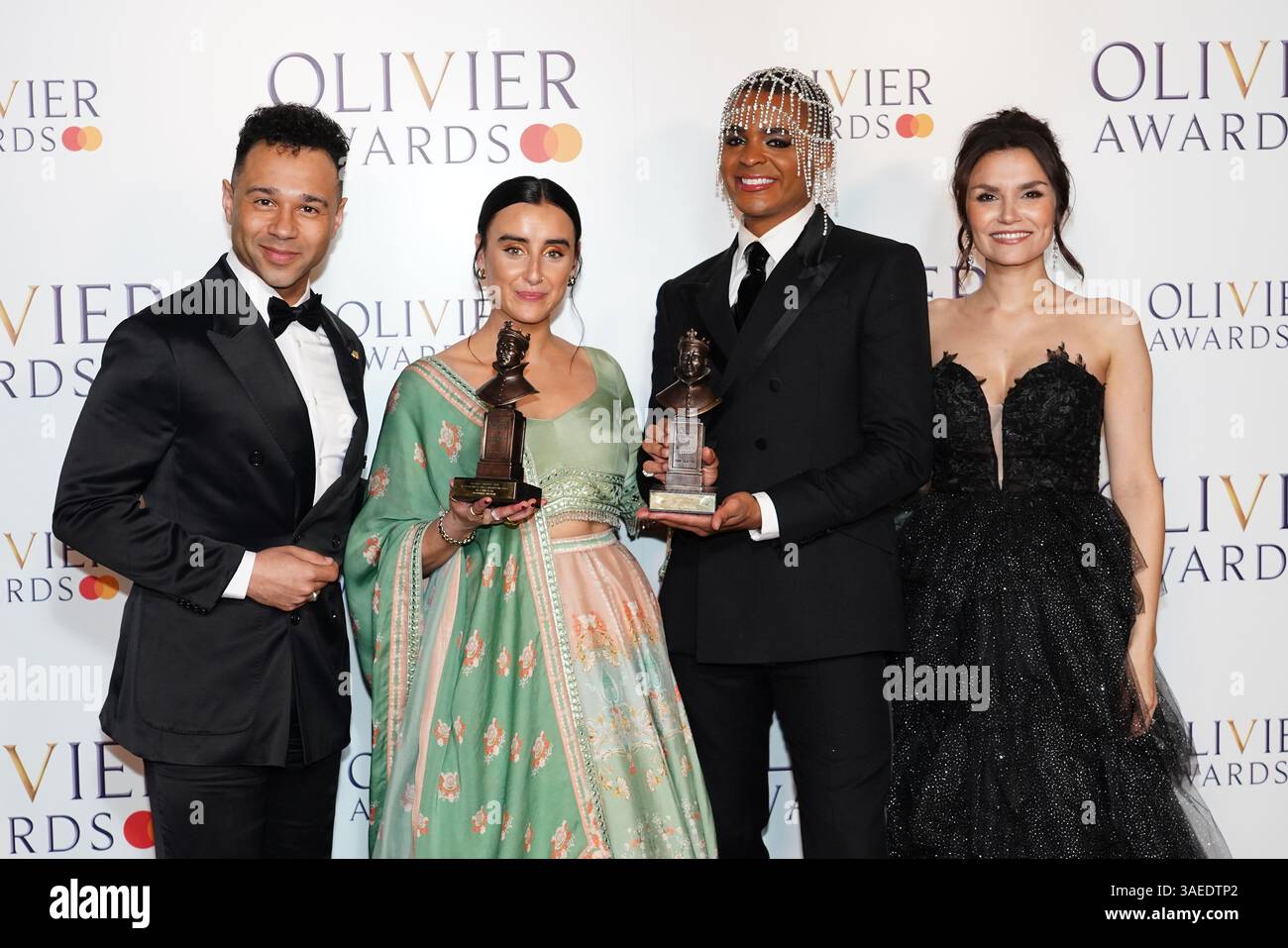 Presenters Corbin Bleu (left) and Samantha Barks (right) with Maimuna ...