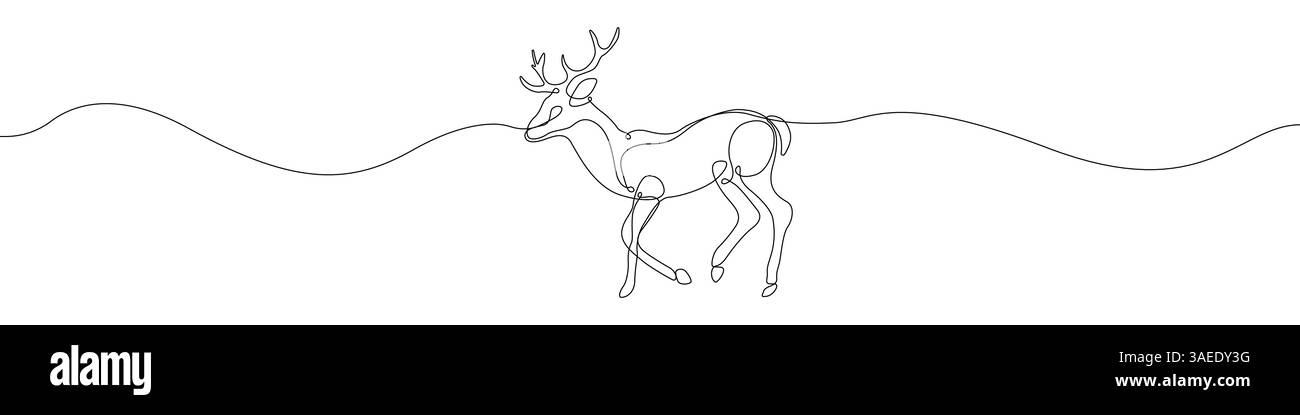 One line Deer icon vector background. Deer icon. Continuous outline of ...
