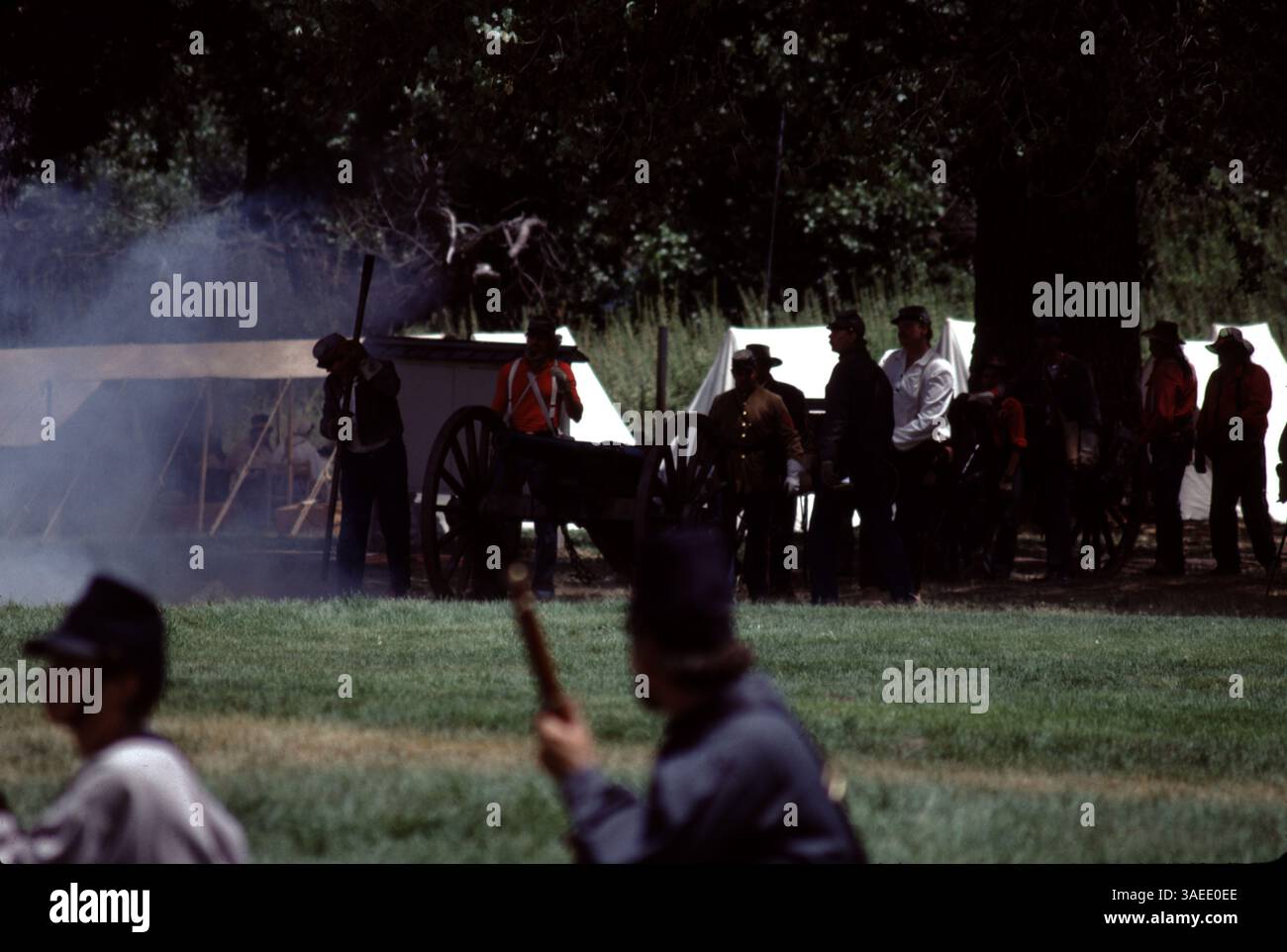 Lebec, California. U.S.A. May 1984. Fort Tejon State Historic Park U.S. Civil War re-enactment ...