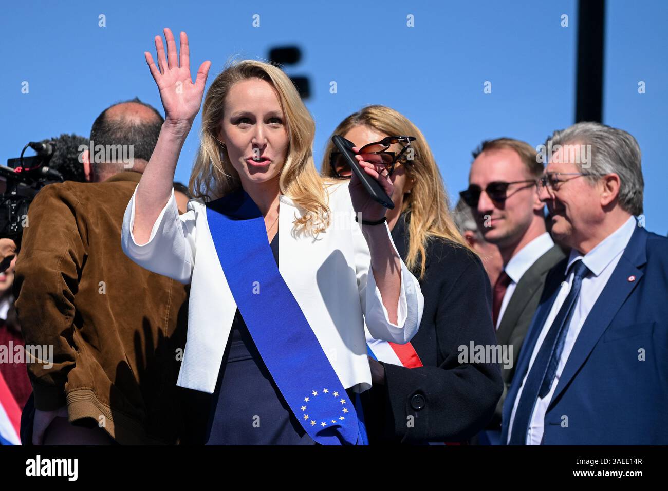 Paris, France. 06th Apr, 2025. MEP Marion Marechal Le Pen at the rally in support of Marine Le ...