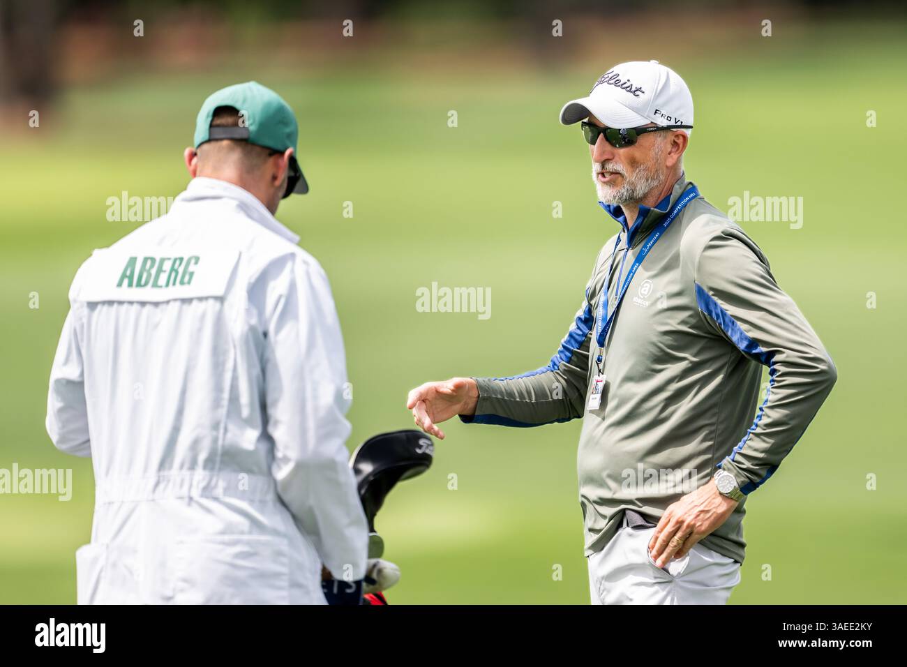 Caddie Joe Skovron and coach Hans Larsson of Ludvig Åberg of, Sweden ...