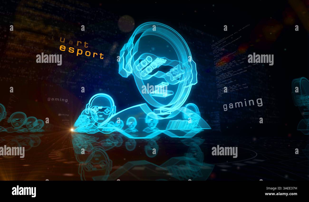 Gamer esport video game player head symbol digital concept. Network ...