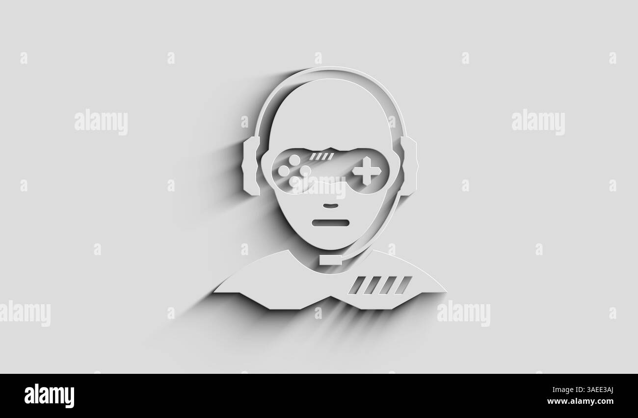 Gamer esport video game player head symbol digital concept. Network ...