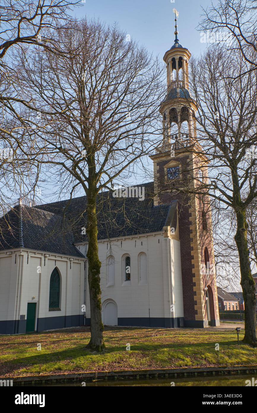 March 10, 2025 - Spijk-Netherlands: The white-painted Andreaskerk ...