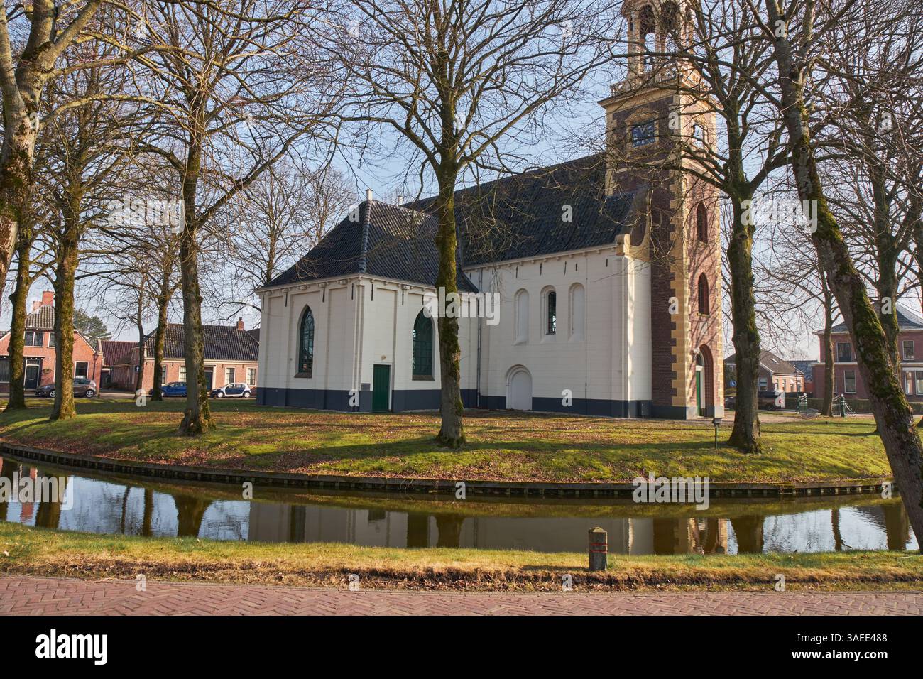 March 10, 2025 - Spijk-Netherlands: The white-painted Andreaskerk ...