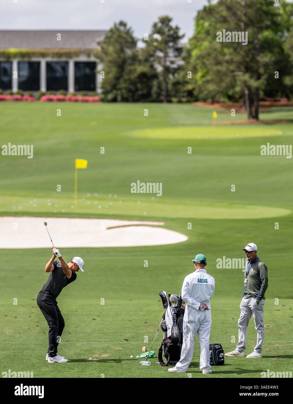 Ludvig Åberg of, Sweden. , . with caddie Joe Skovron and coach Hans ...
