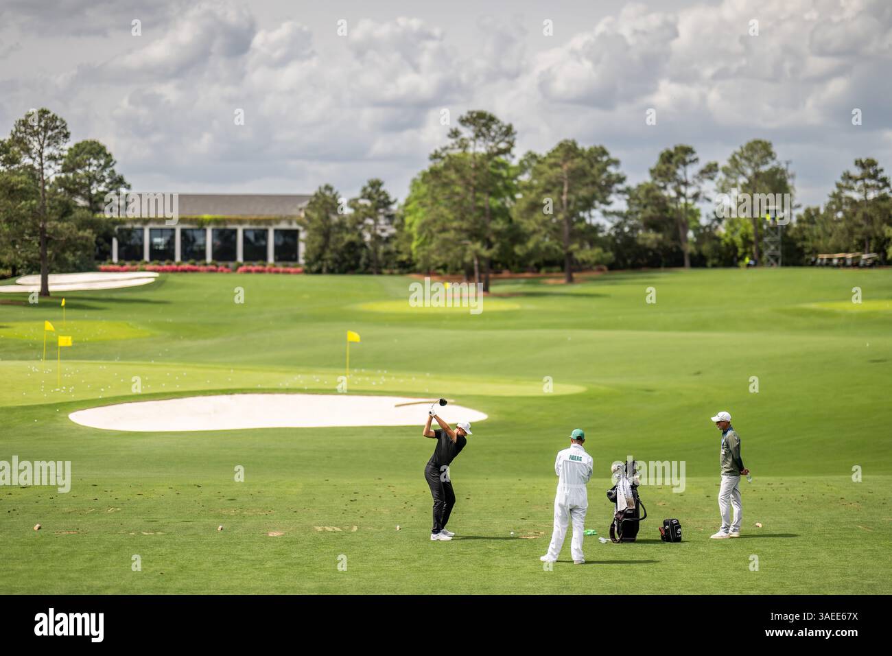 Ludvig Åberg of, Sweden. , . with caddie Joe Skovron and coach Hans ...