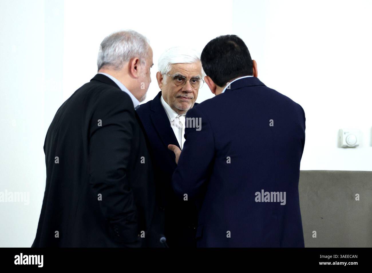 Tehran, Iran. 6th Apr, 2025. First Vice President, MOHAMMAD REZA AREF ...