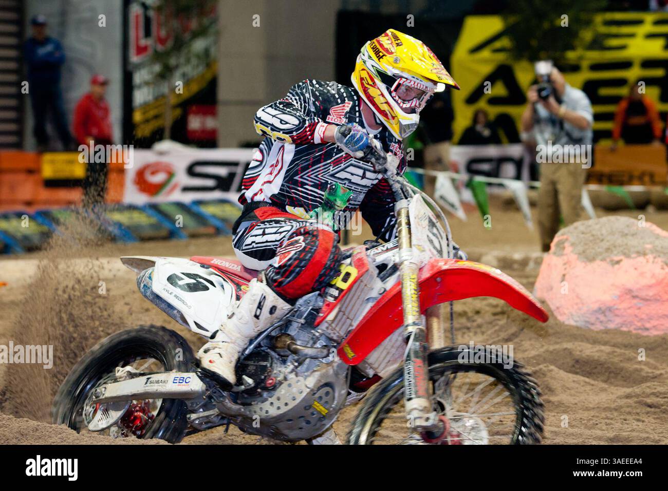 November 19, 2011: Kyle Redmond, rider of the #5 GEICO Honda, tears out ...