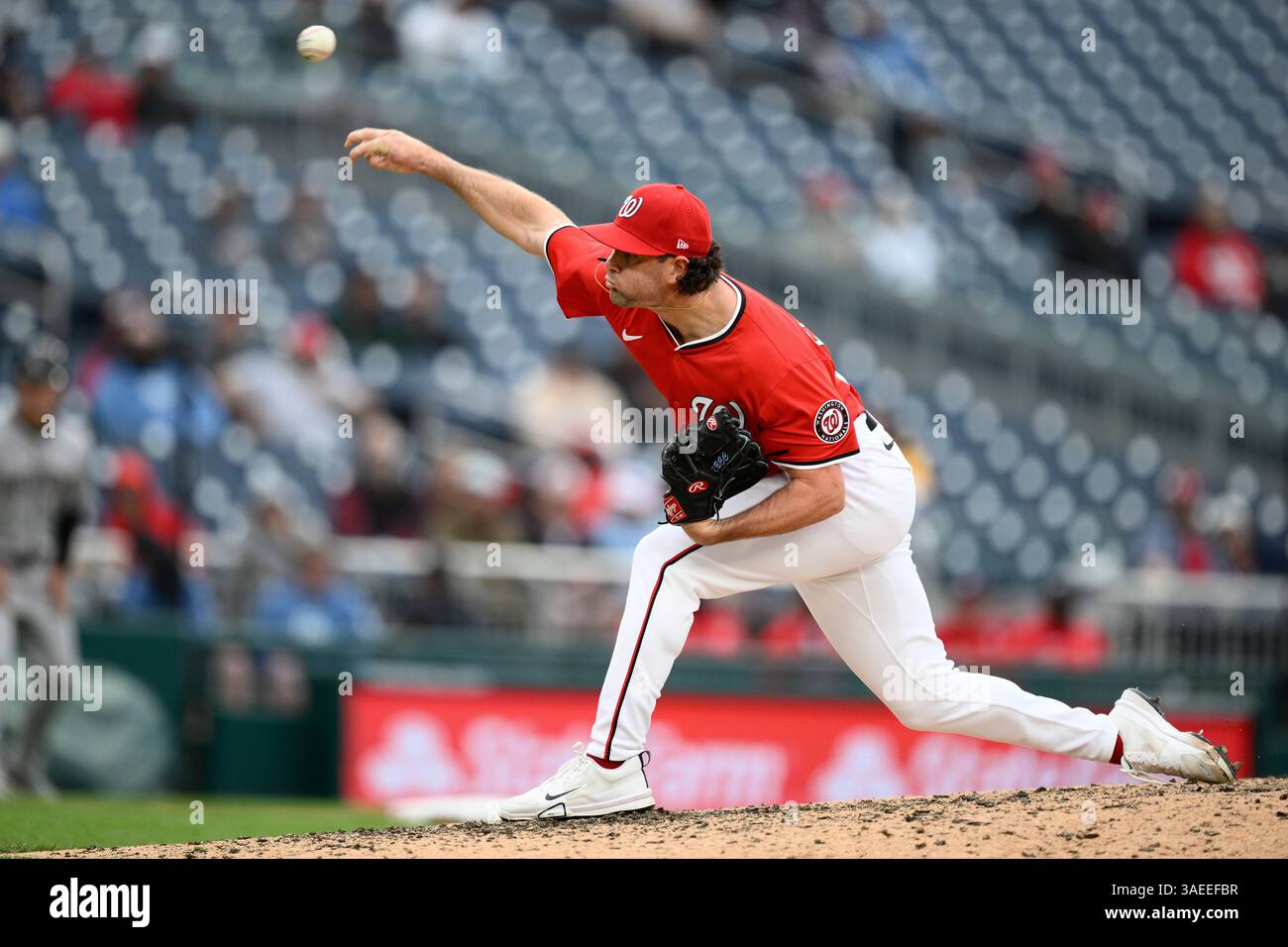 Washington Nationals relief pitcher Kyle Finnegan throws during the ...