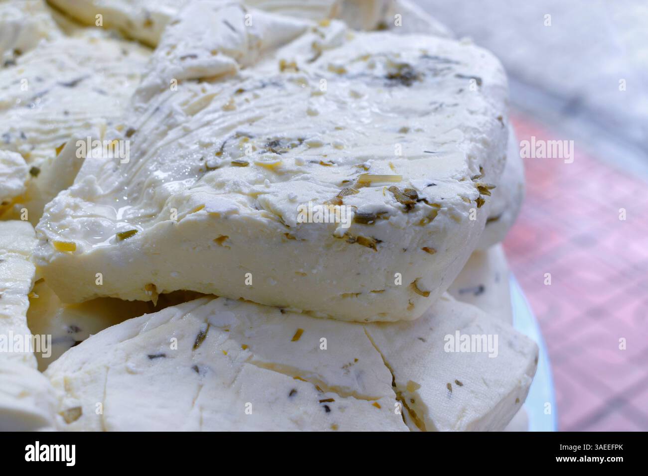 Traditional herb cheese. Van herbed cheese Stock Photo - Alamy