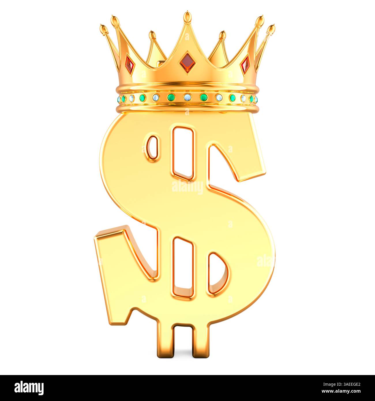 Dollar with golden crown, 3D rendering isolated on white background ...