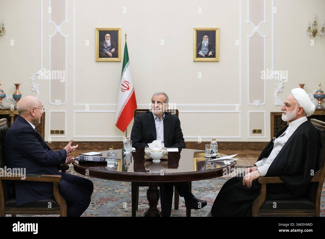 Tehran, Iran. 5th Apr, 2025. Iranian Chief Justice GHOLAM HOSSEIN ...