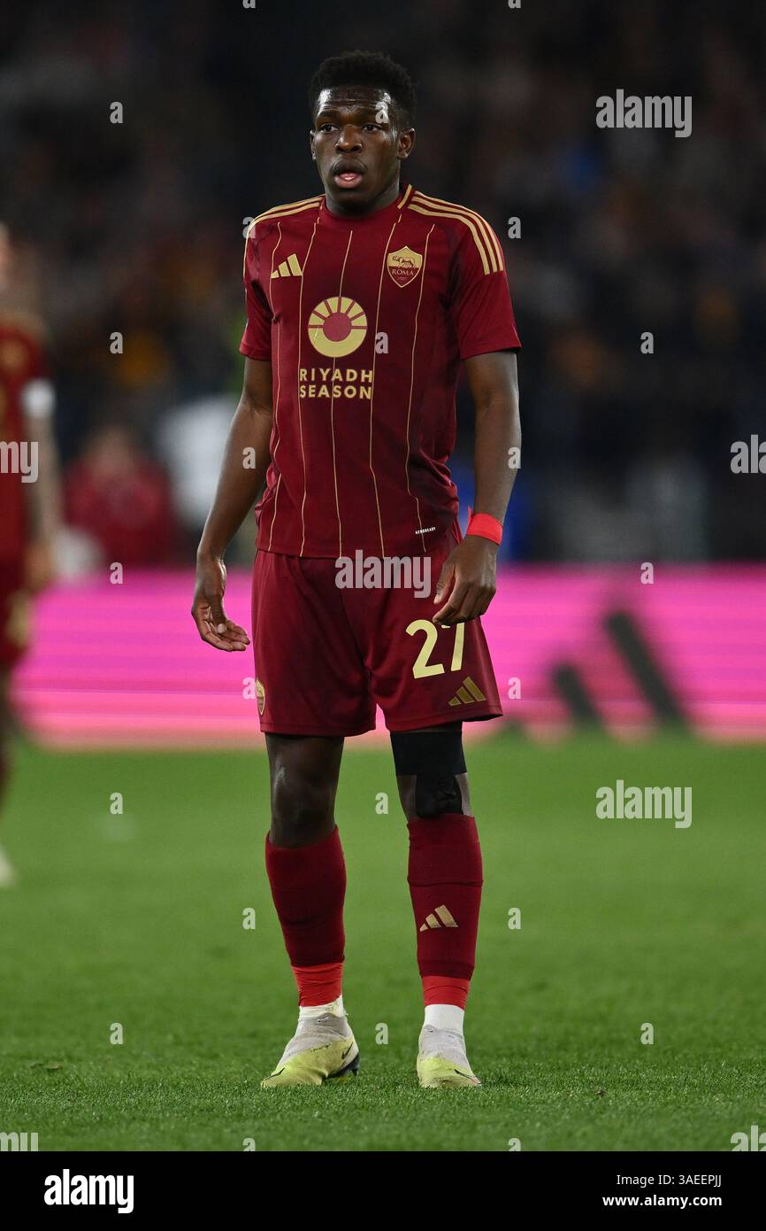Rome, Italy. 06th Apr, 2025. Lucas Gourna-Douath of A.S. Roma ...