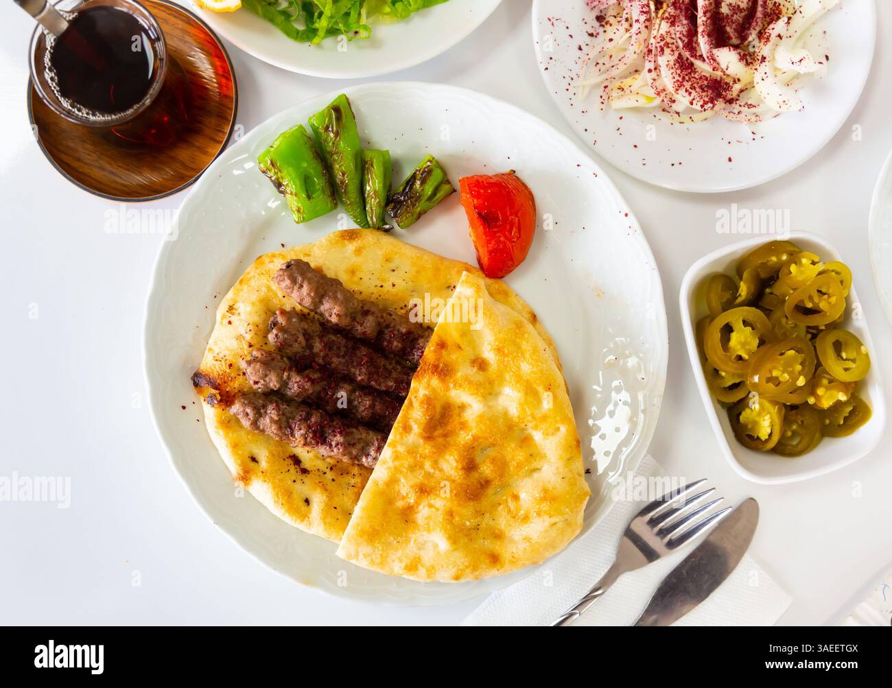 Turkish shish kofte kebab Stock Photo - Alamy